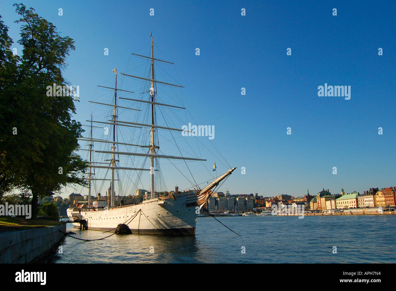 The full rigged ship af Chapman on Skeppsholmen island in Stockholm ...