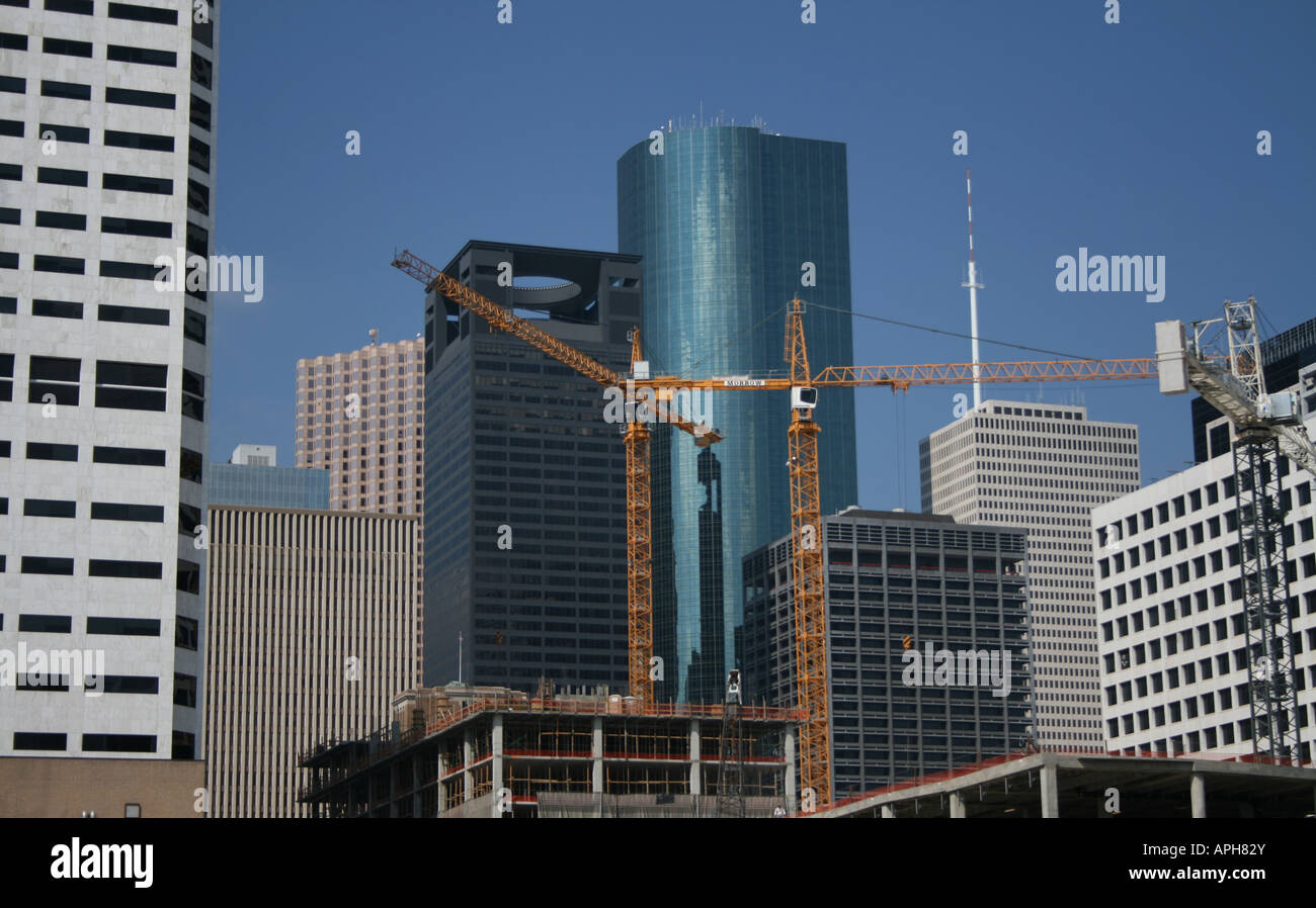 construction site and Houston skyline Texas USA November 2007 Stock ...