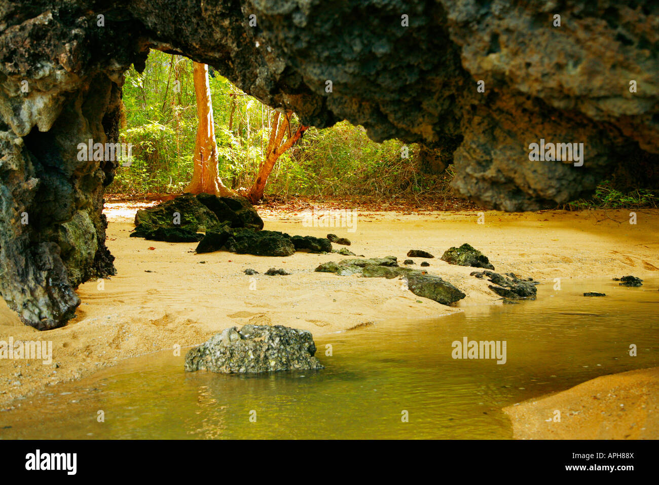 Inside a collapsed cave (hong), Ko (Koh) Roi, Andaman Sea, Thailand ...