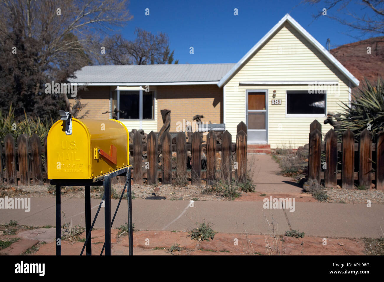 Bungalow and Yellow Post Box Moab near Arches National Park Southern ...