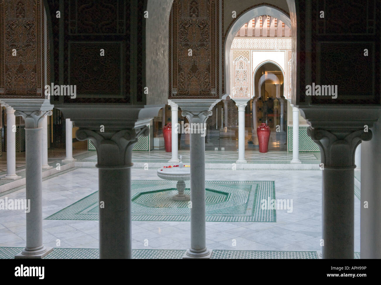 Morocco Marrakech inside architecture of the Mamounia hotel Stock Photo ...