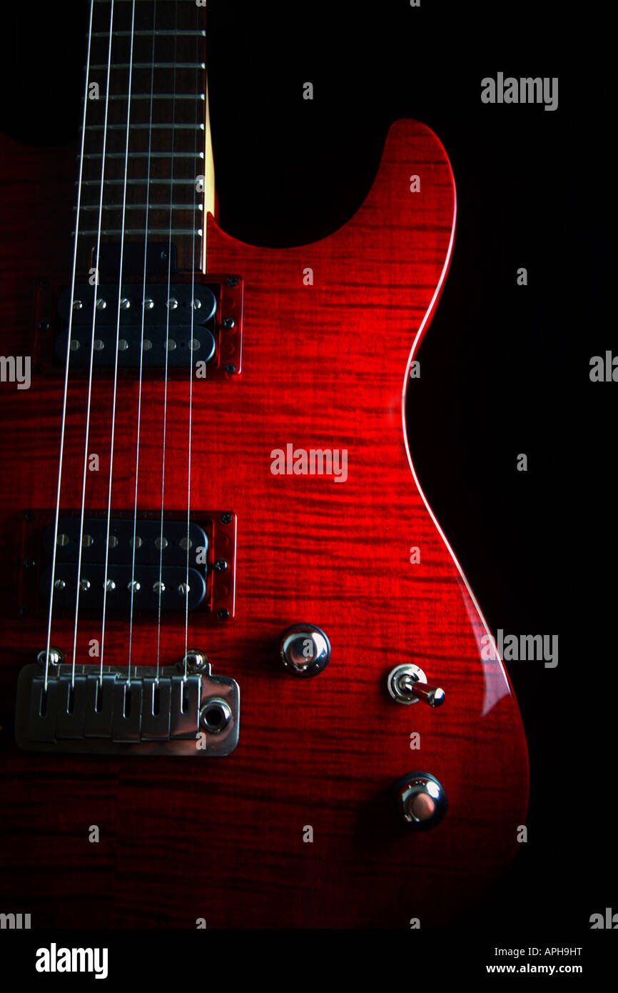 Electric Guitar Close up on black background Stock Photo - Alamy