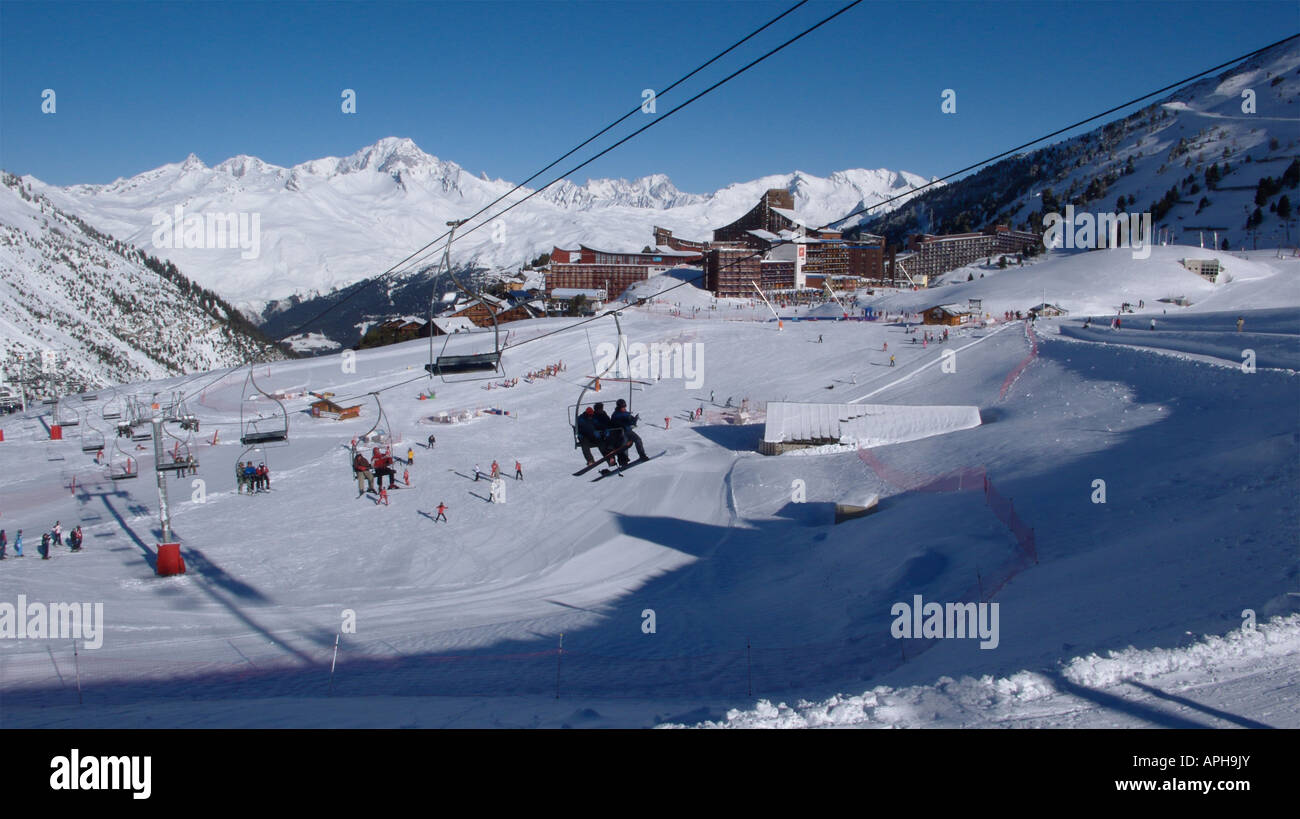 Skiing in les Arc 2000 in the French Alps France Stock Photo - Alamy