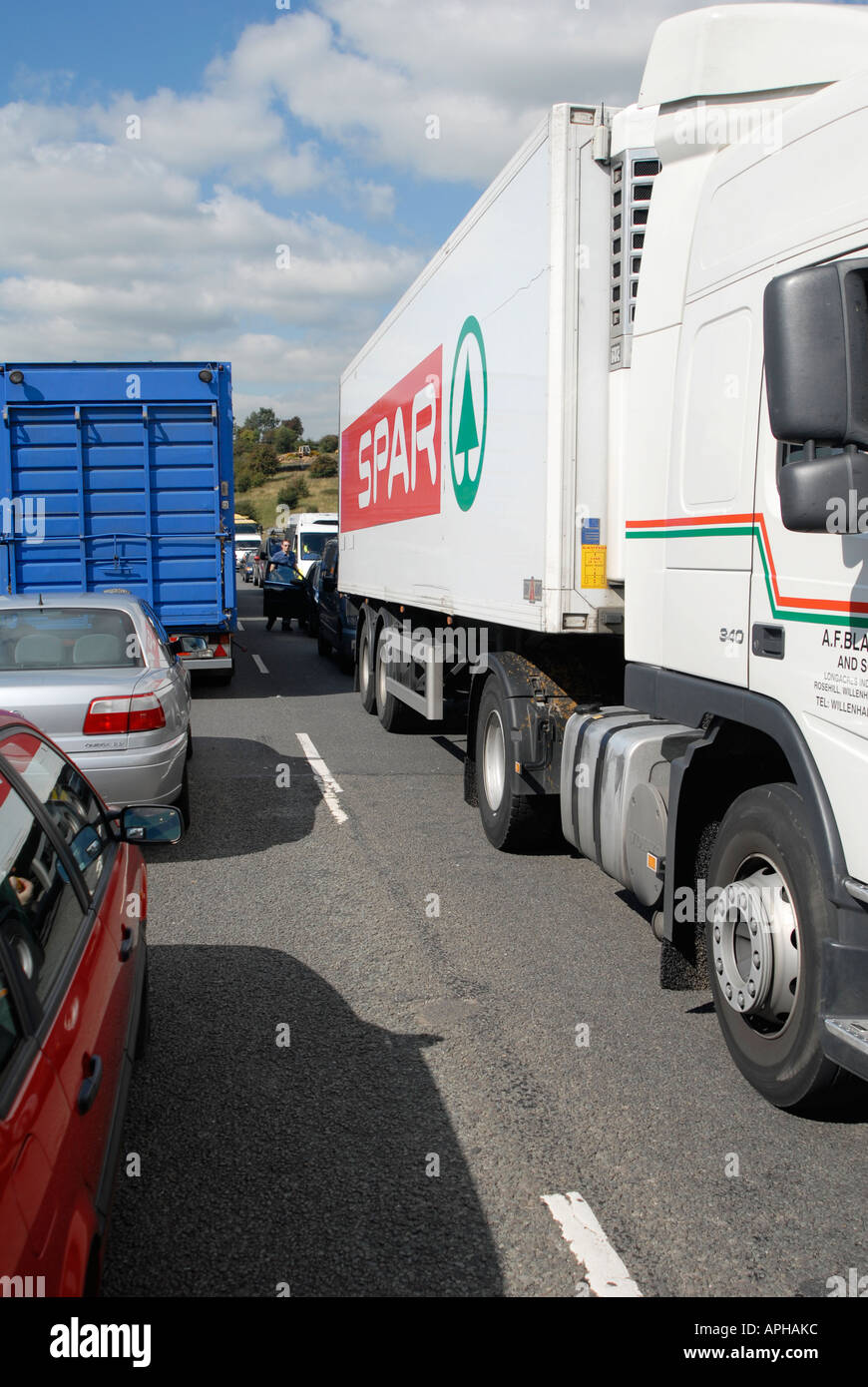 Lorries stuck in traffic jam hi-res stock photography and images - Alamy