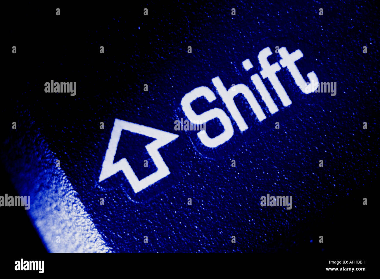 Close-up of shift key with blue lighting Stock Photo - Alamy