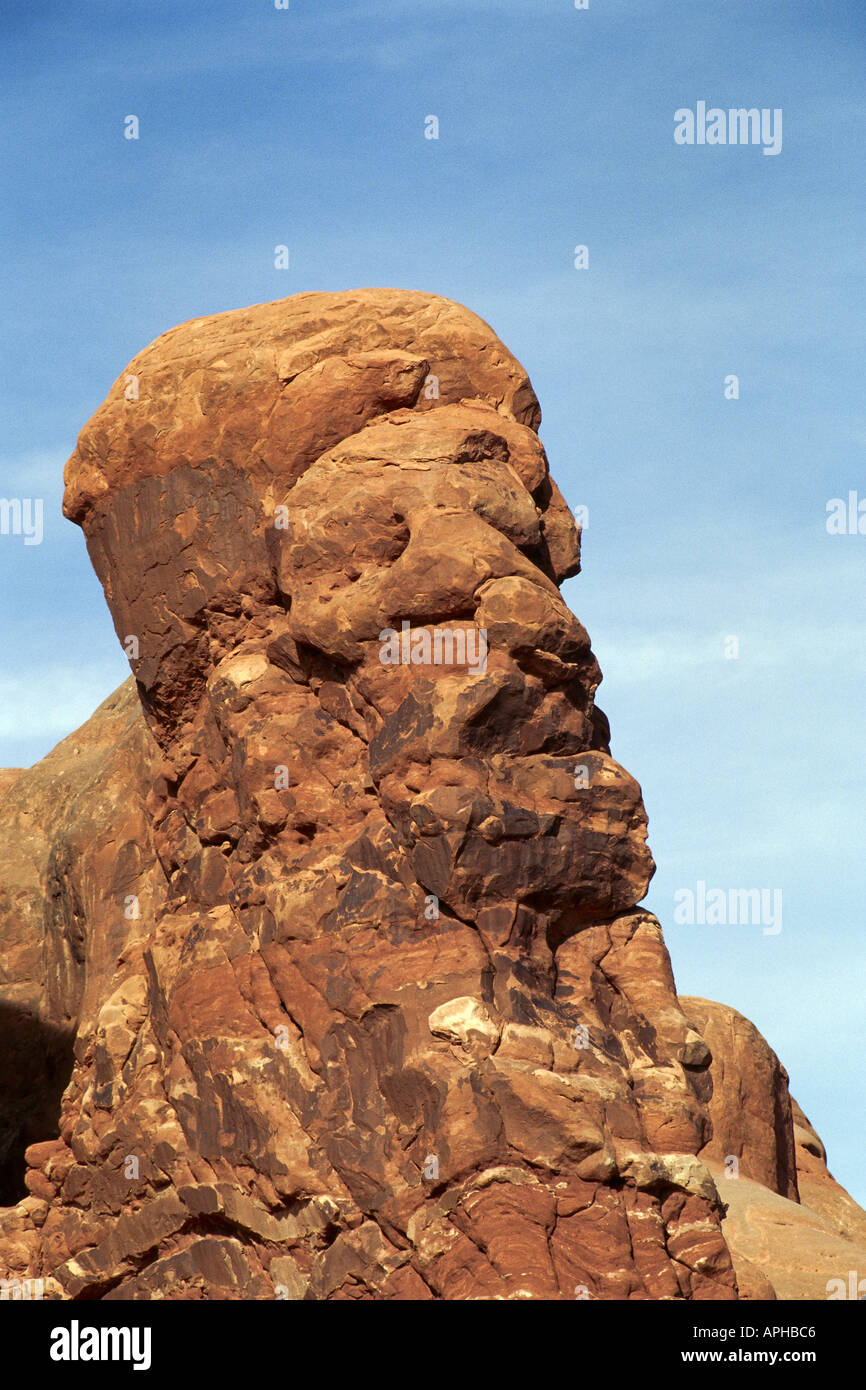 Face Rock near the double arch Arches National Monument Moab Utah Stock ...