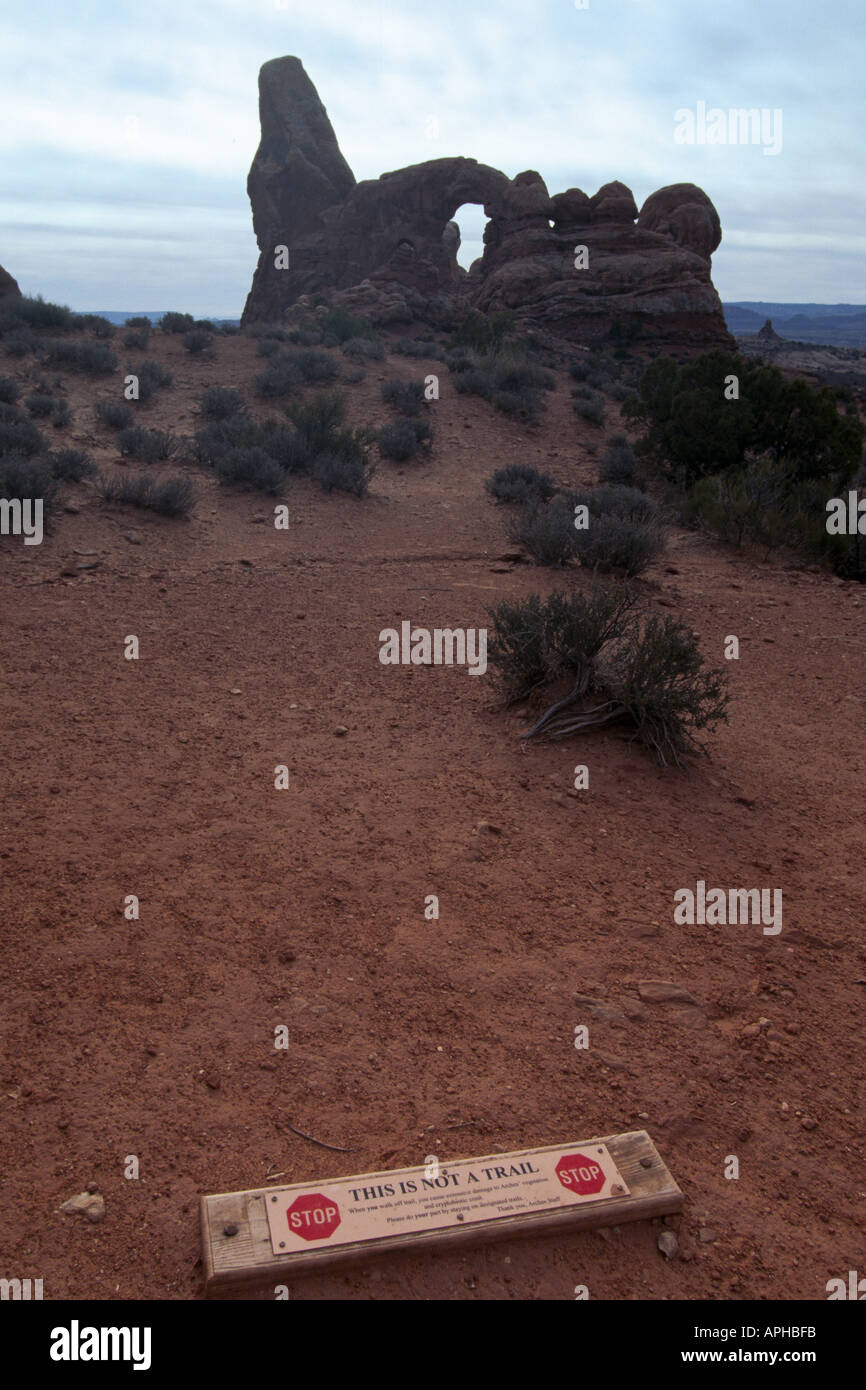 This is not a trail sign Arches National Monument Utah Stock Photo - Alamy