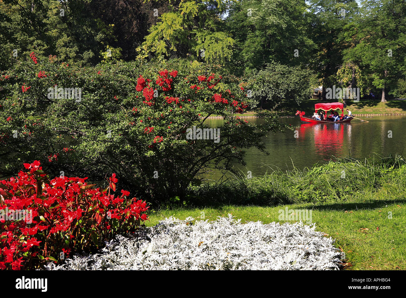 Boat on the lake in Lazienki Park Warsaw Poland Stock Photo - Alamy