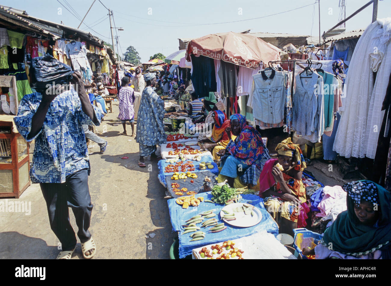 In the market in Serrekunda the largest town in the Gambia Stock Photo ...