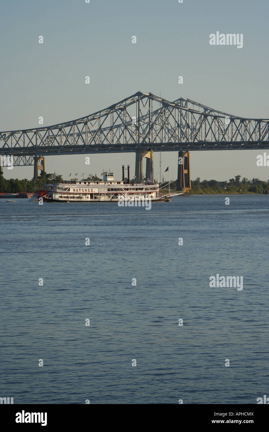 Natchez paddle steamer on Mississippi River with Crescent City ...