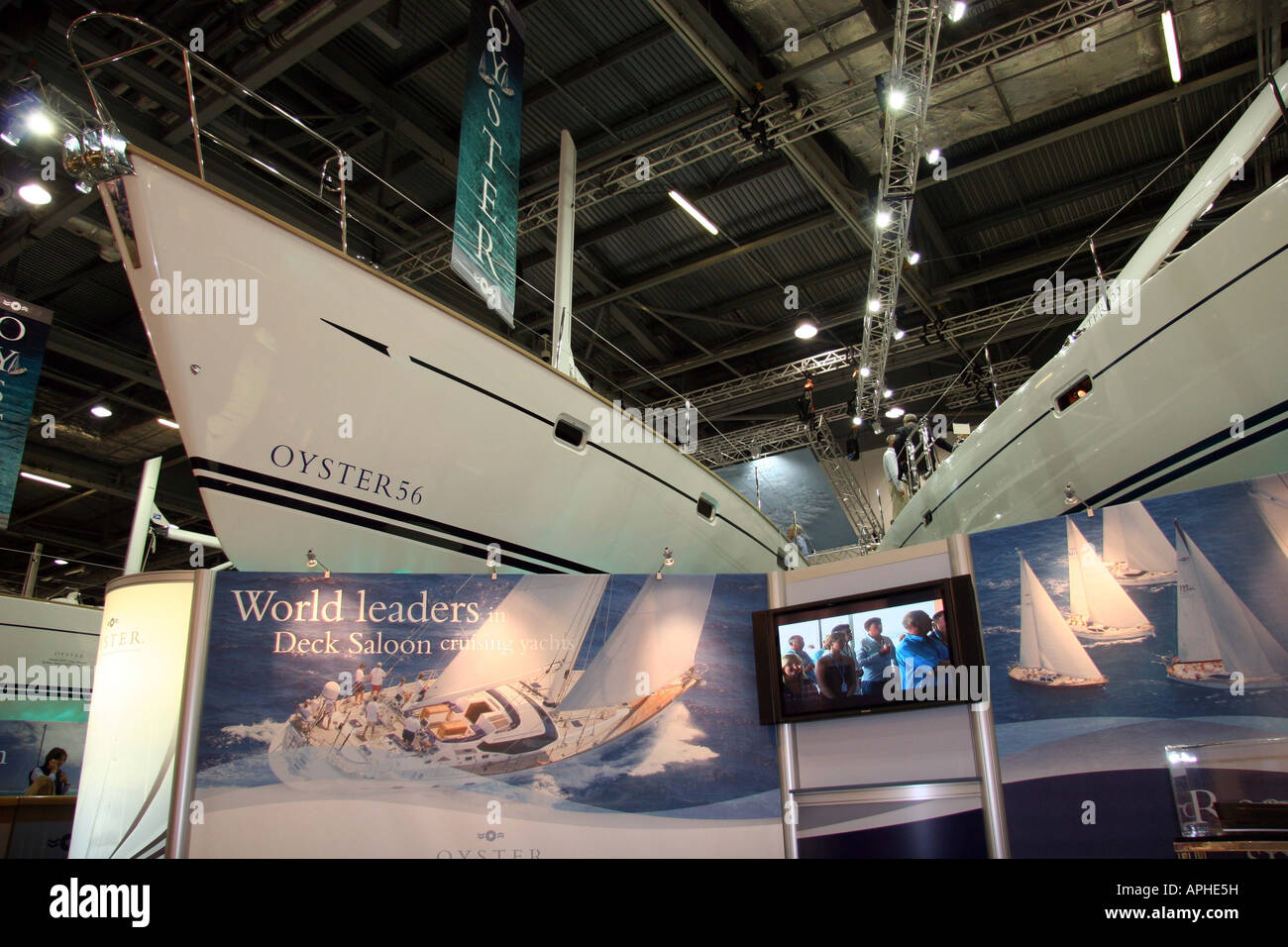 display stand for the Oyster 56 at the london boat show Stock Photo - Alamy