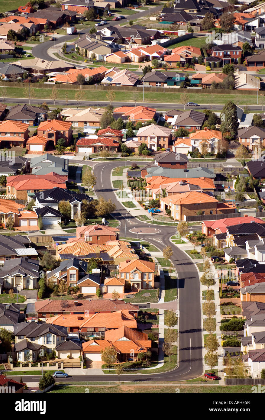 An aerial view of a suburban street Stock Photo - Alamy