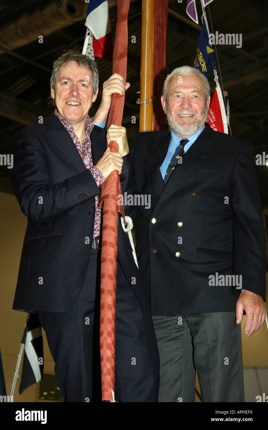 Griff Rhys Jones actor, writer and boat owner and Robin Knox-Johnston ...