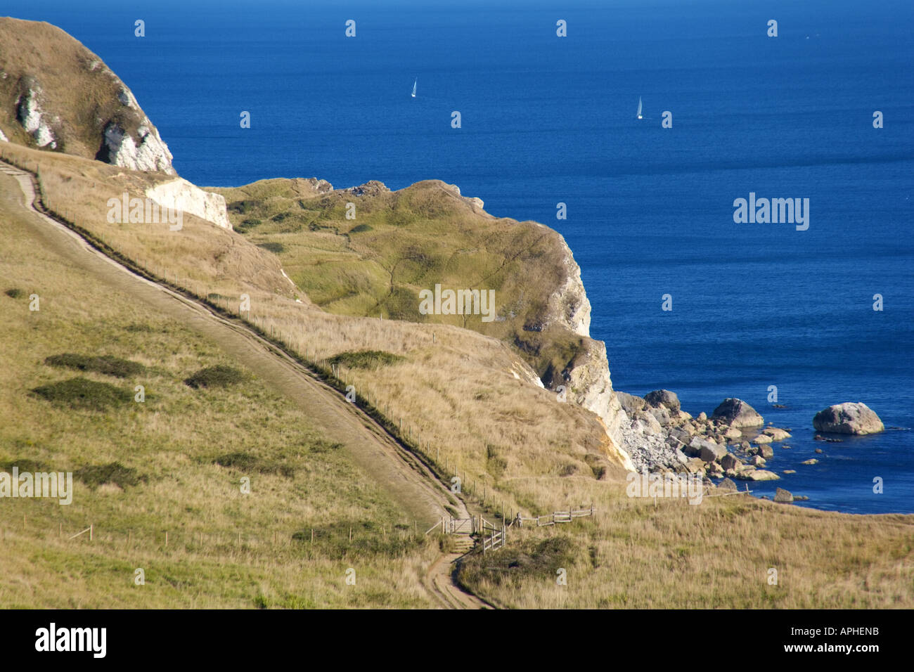 dorset coast path england Stock Photo - Alamy