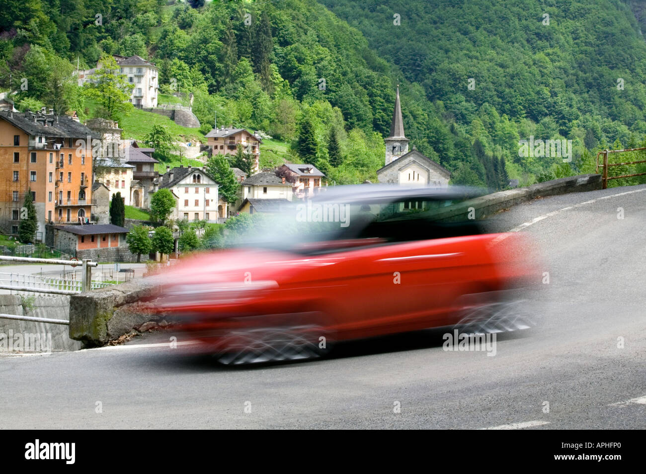 Car driving in the italian Alps Stock Photo - Alamy