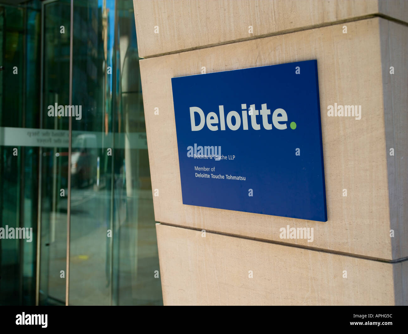 Deloitte Touche office sign Stock Photo - Alamy