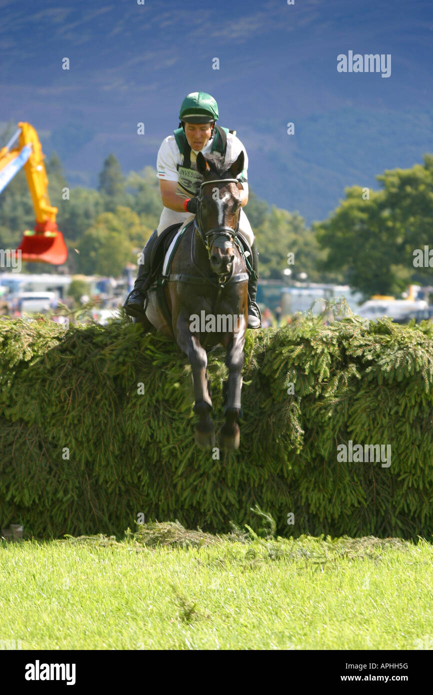 Cross country rider taking jump Stock Photo - Alamy