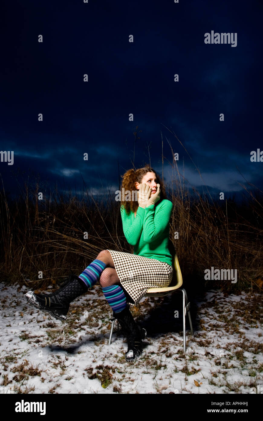 beautiful young fashion model at dusk, beautiful dusk sky Stock Photo ...