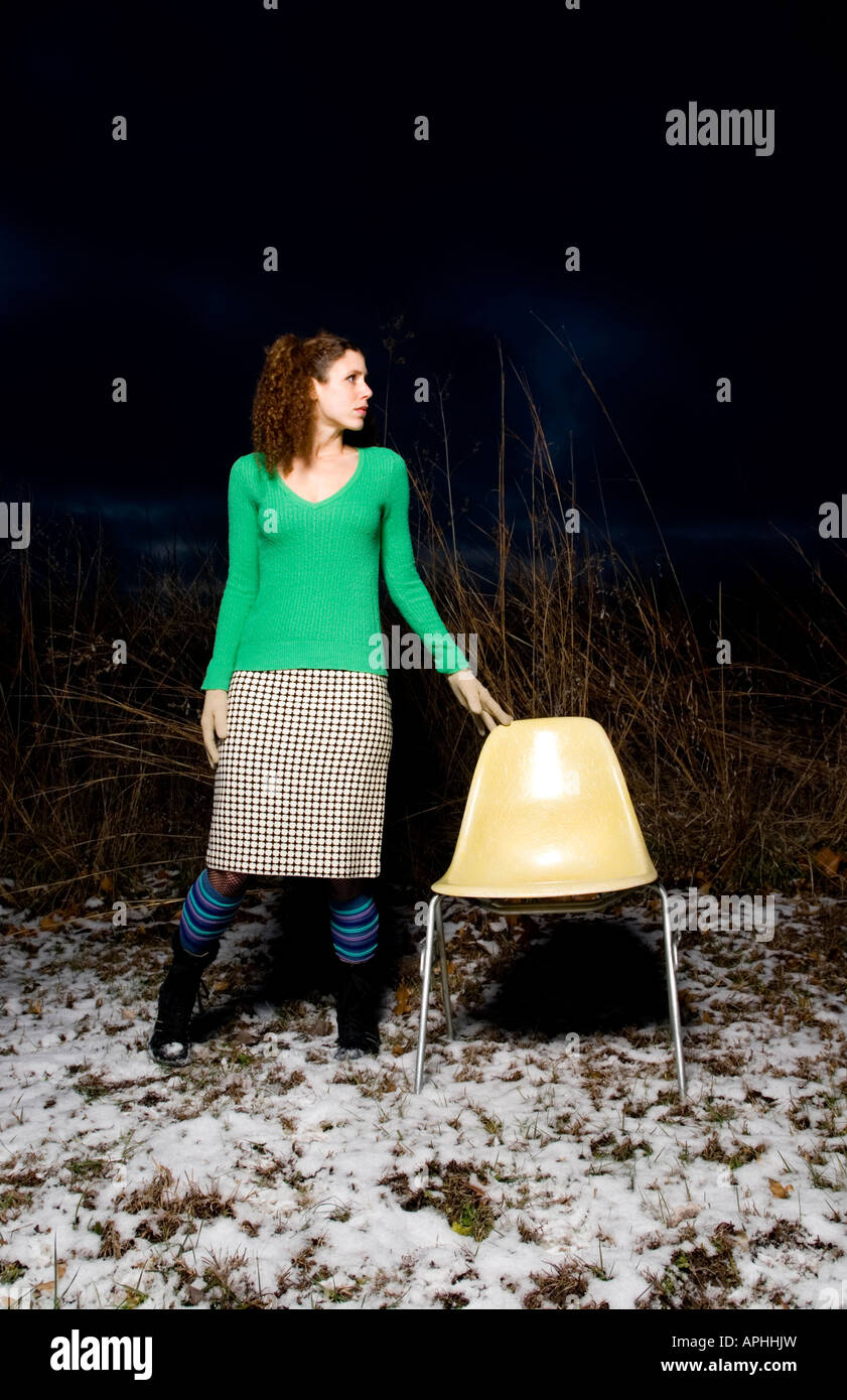 beautiful young fashion model at dusk, beautiful dusk sky Stock Photo ...