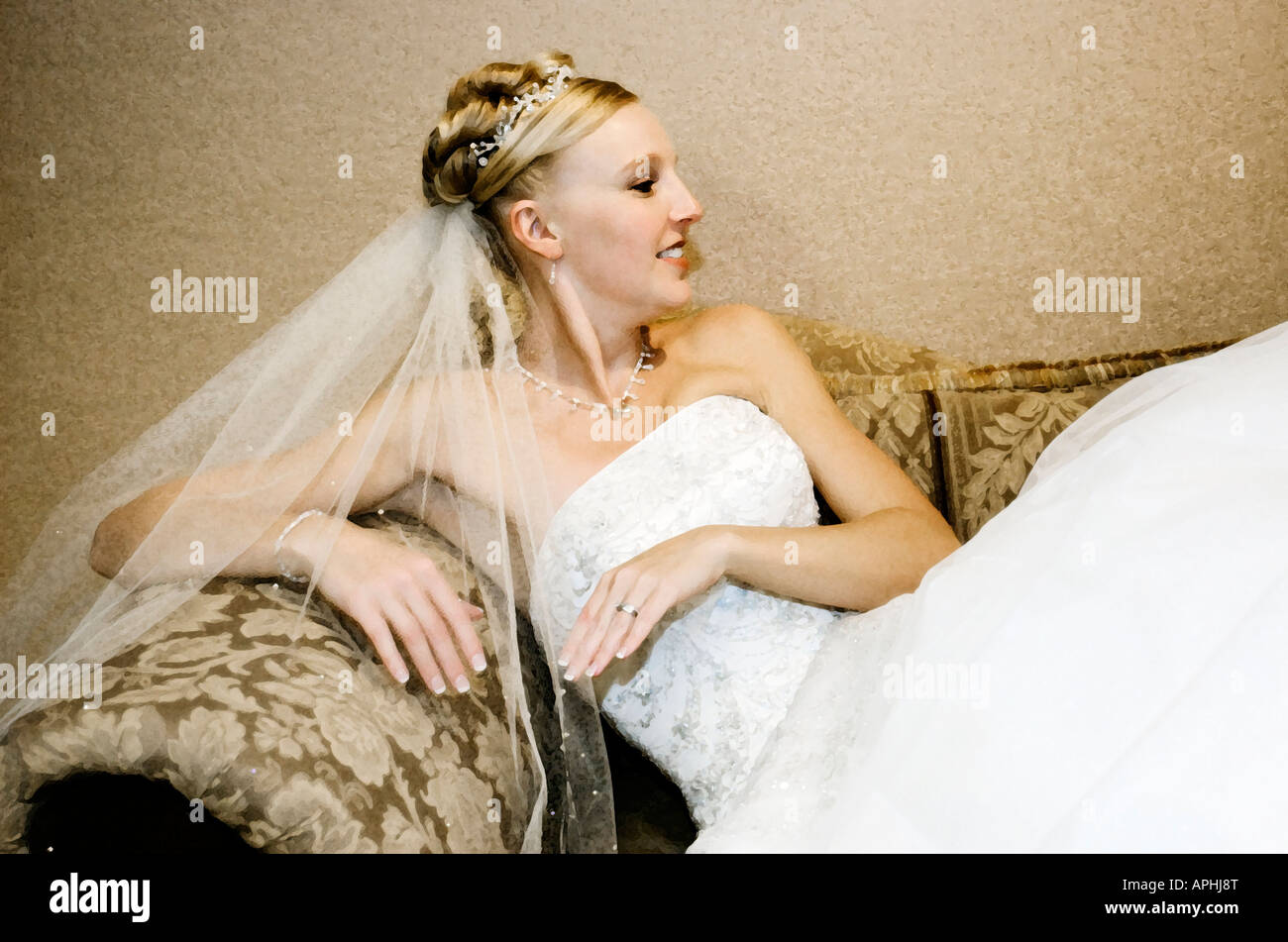 Bride relaxes on her wedding day Stock Photo - Alamy