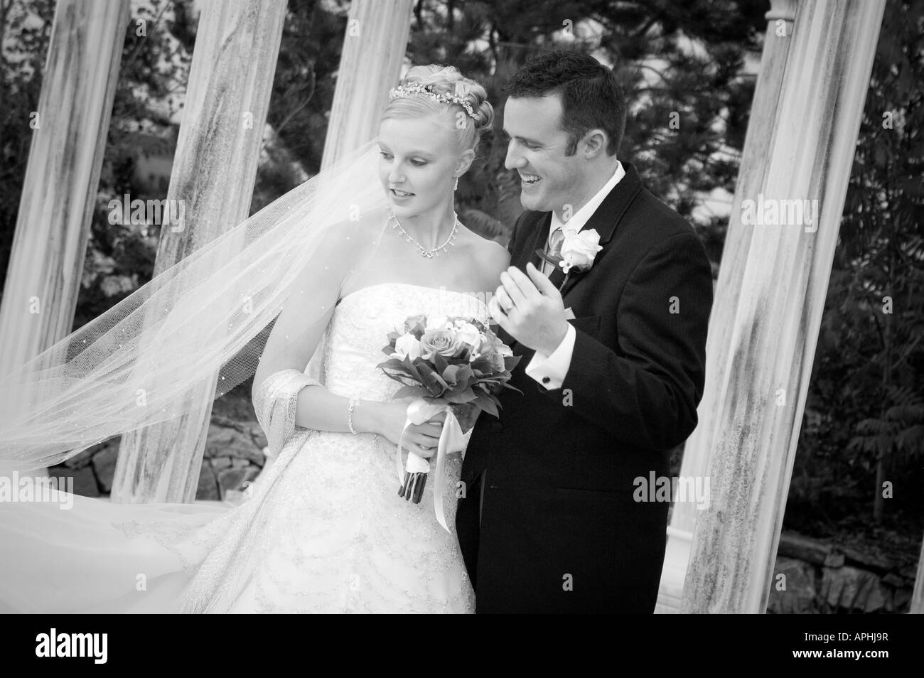 Bride and Groom together on their wedding day Stock Photo - Alamy