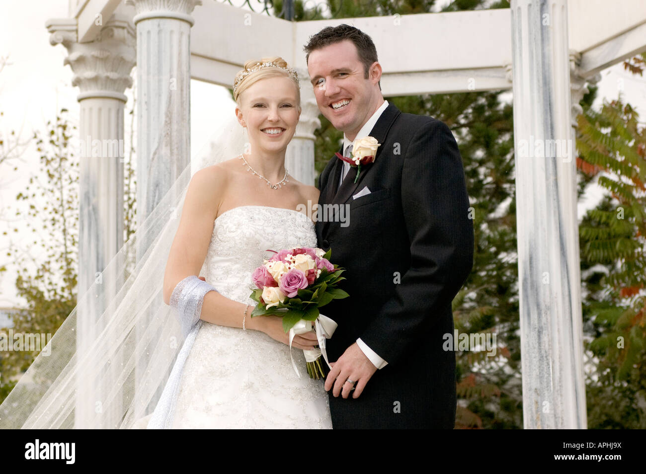 Bride and Groom together on their wedding day Stock Photo - Alamy