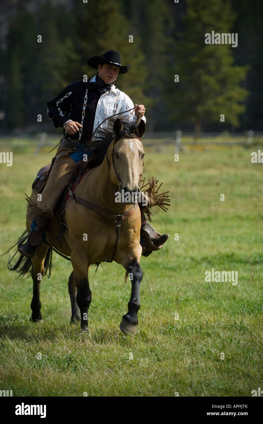 Horse and Rider Montana Stock Photo - Alamy