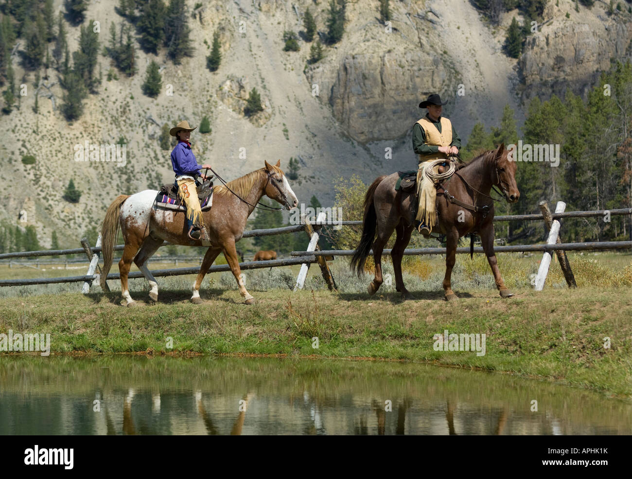 Horse and Rider on Montana Ranch Stock Photo - Alamy