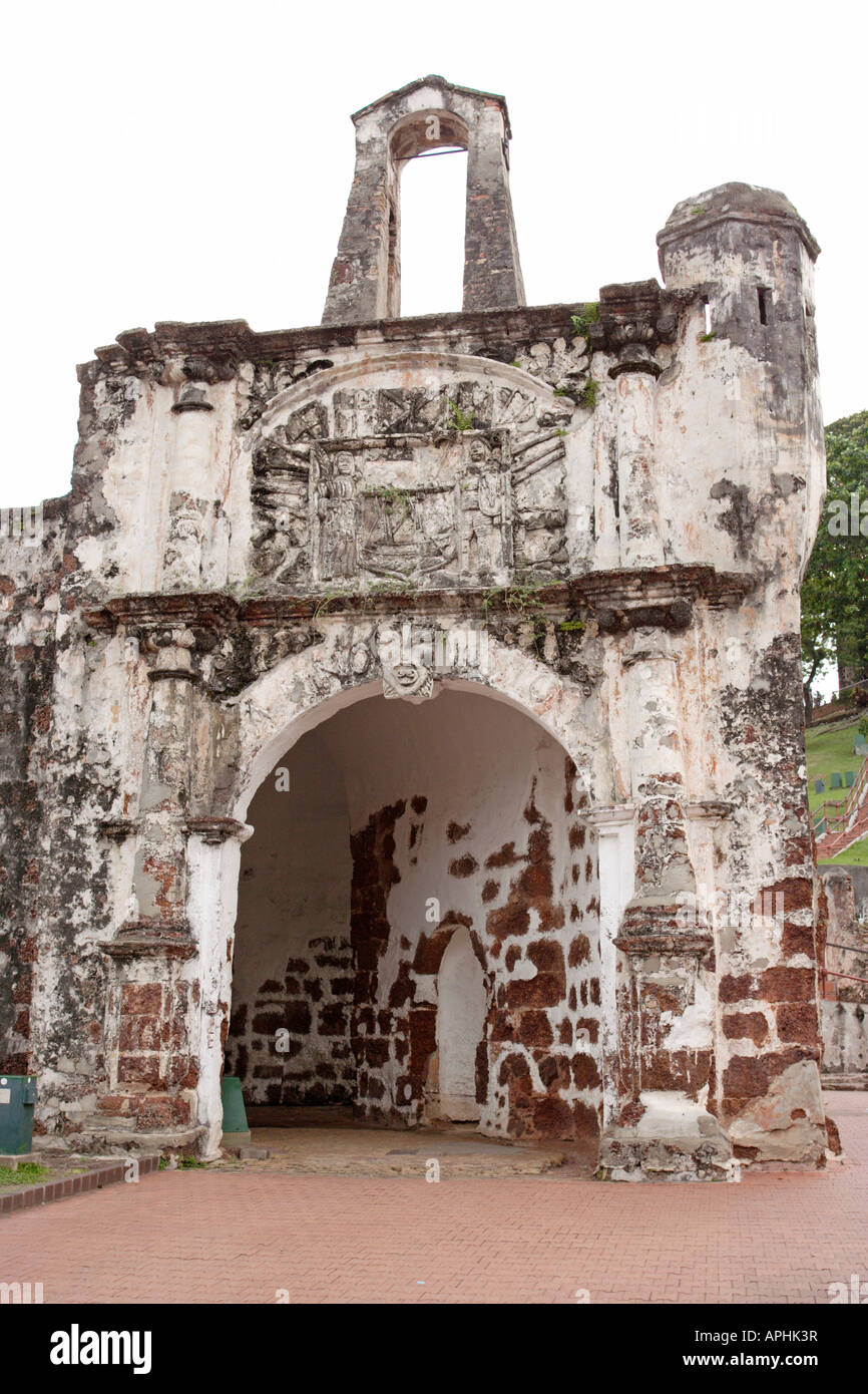 Remnant of the Portuguese fort of la Farmosa in Malacca, Malaysia. It ...