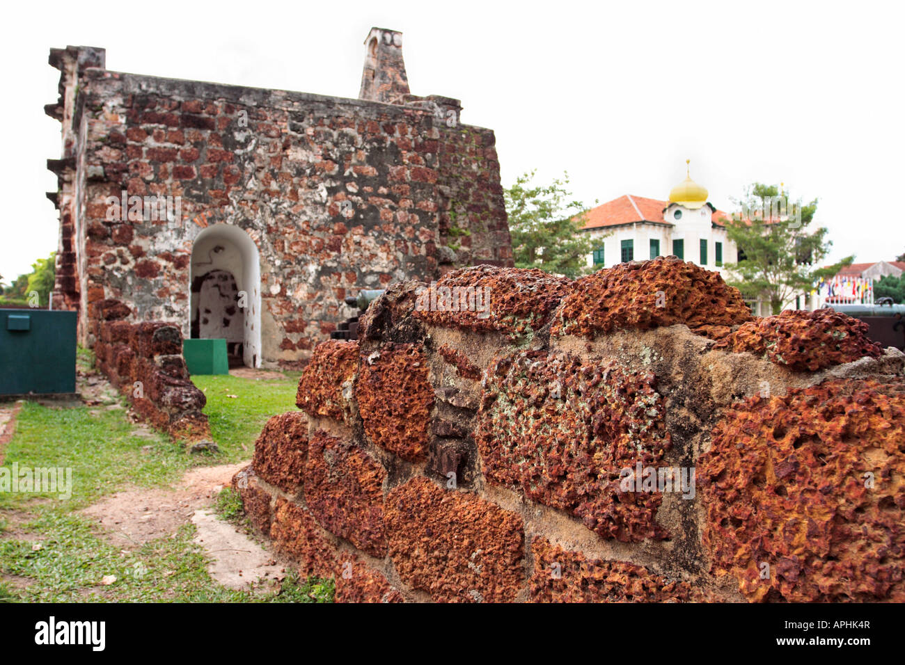 Eroded wall of the Portuguese fort of la Farmosa in Malacca, Malaysia ...