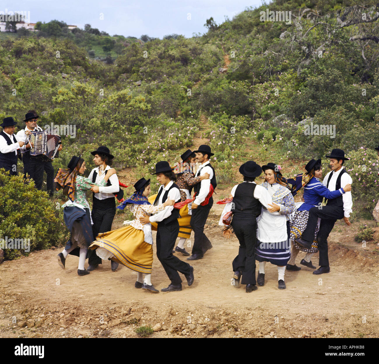 Portugal, the Algarve, Folk dancing troupe at Alte in the countryside ...