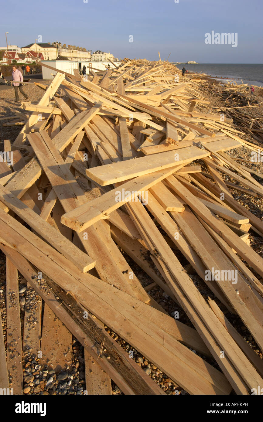 Tonnes Of Wood Are Washed Up On The Beaches Of S . E England after a ...