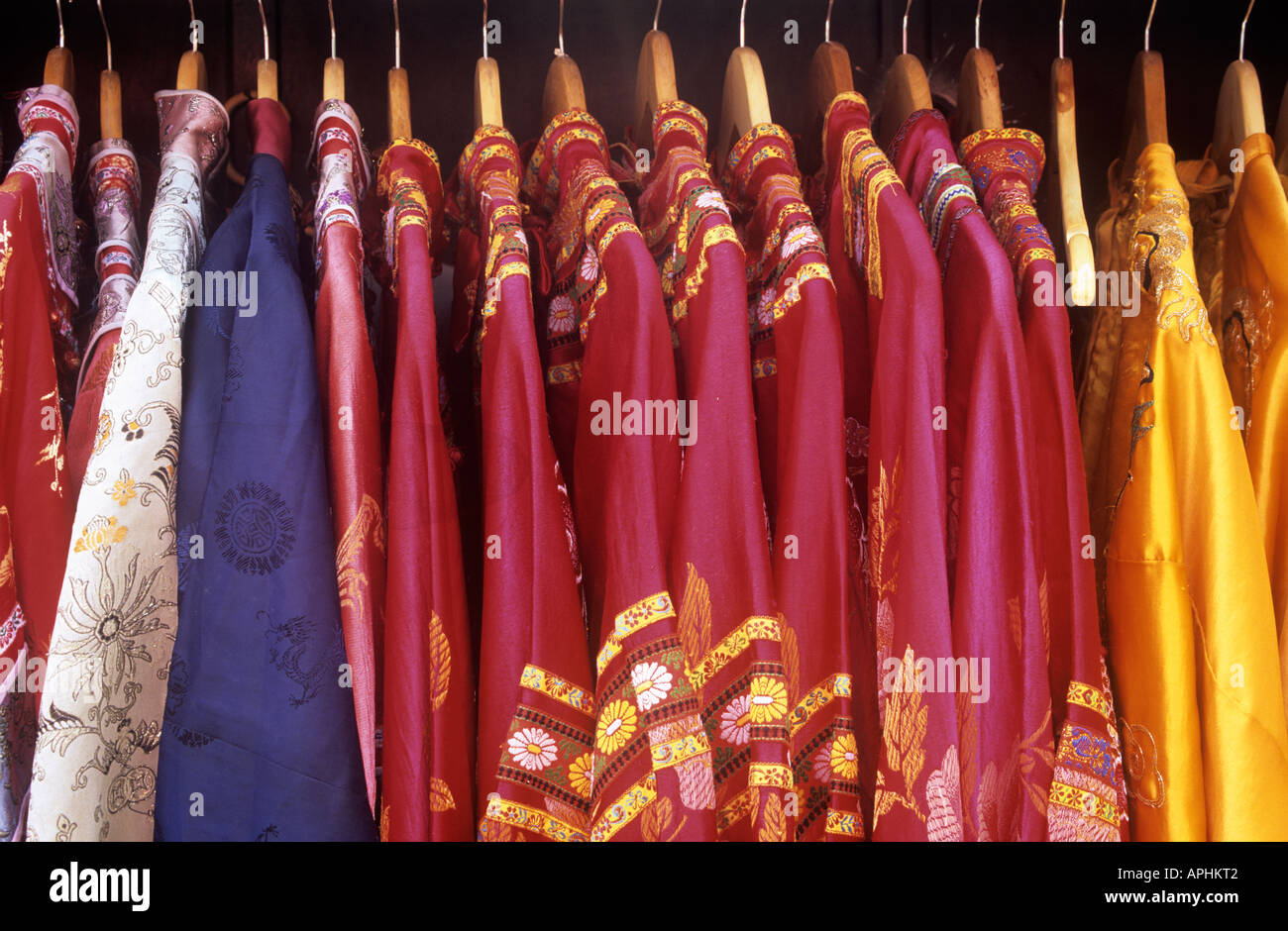 Colourful pink yellow Blue and red dressing up costumes at Suzhou ...