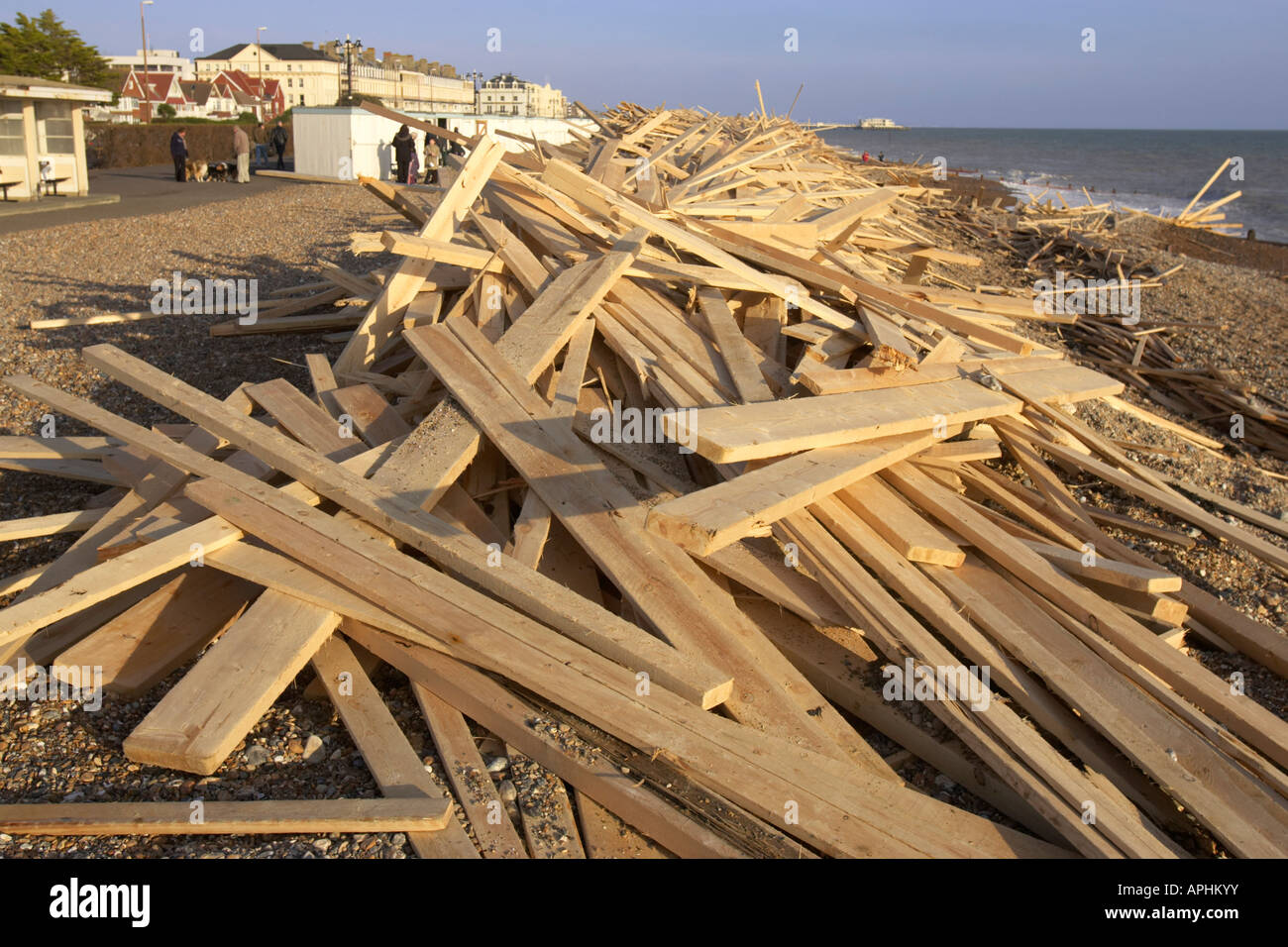 Tonnes Of Wood Are Washed Up On The Beaches Of S . E England after a ...