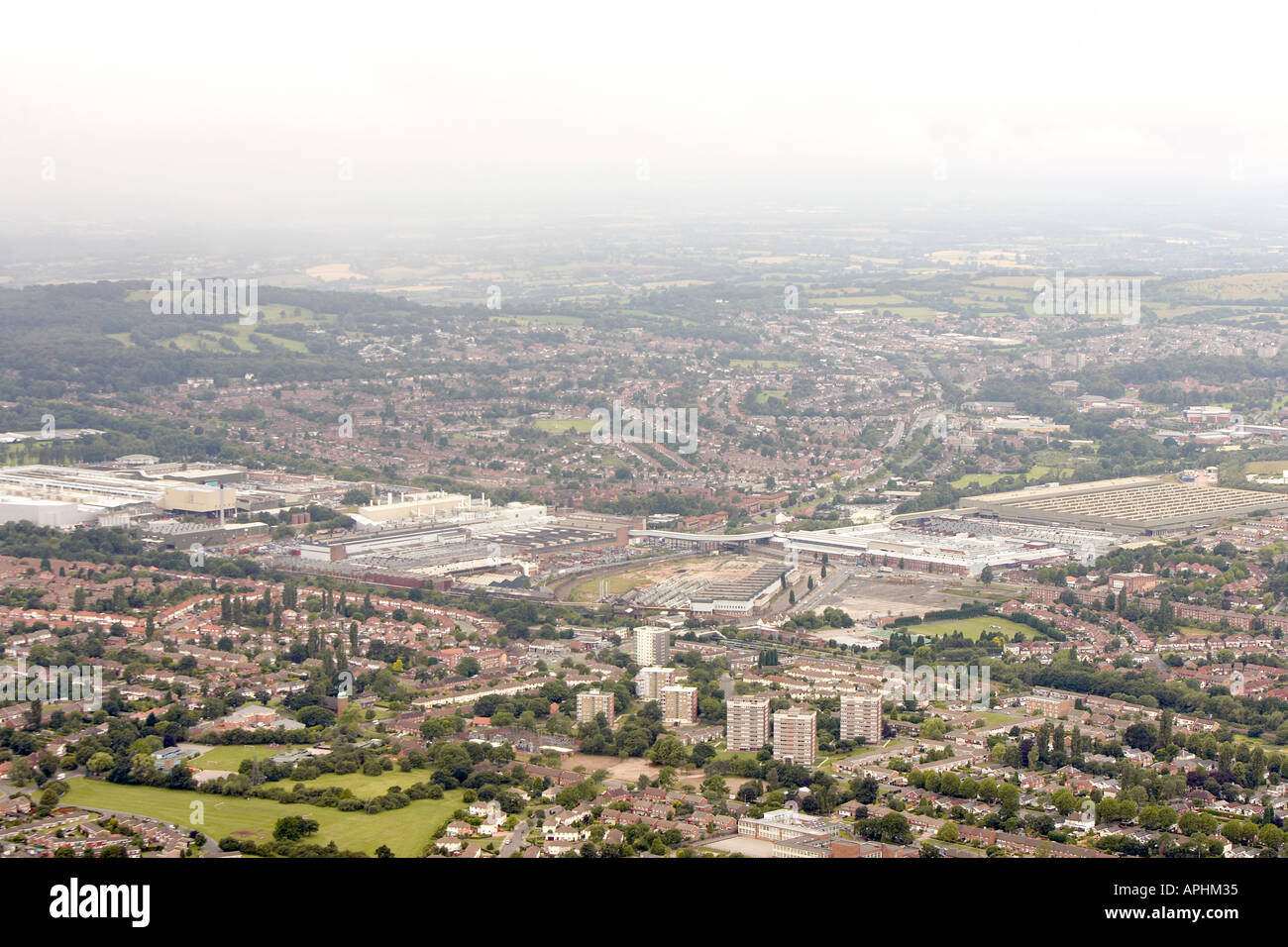 Aerial picture of the MG Rover car factory Longbridge Birmingham UK ...