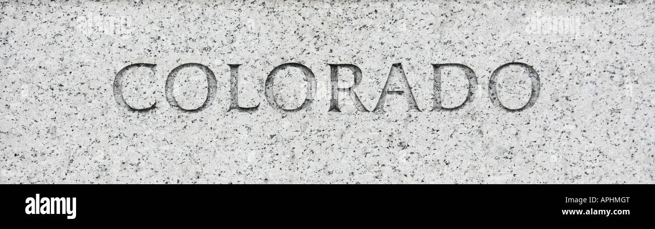 Colorado state name written in grey granite stone Stock Photo - Alamy