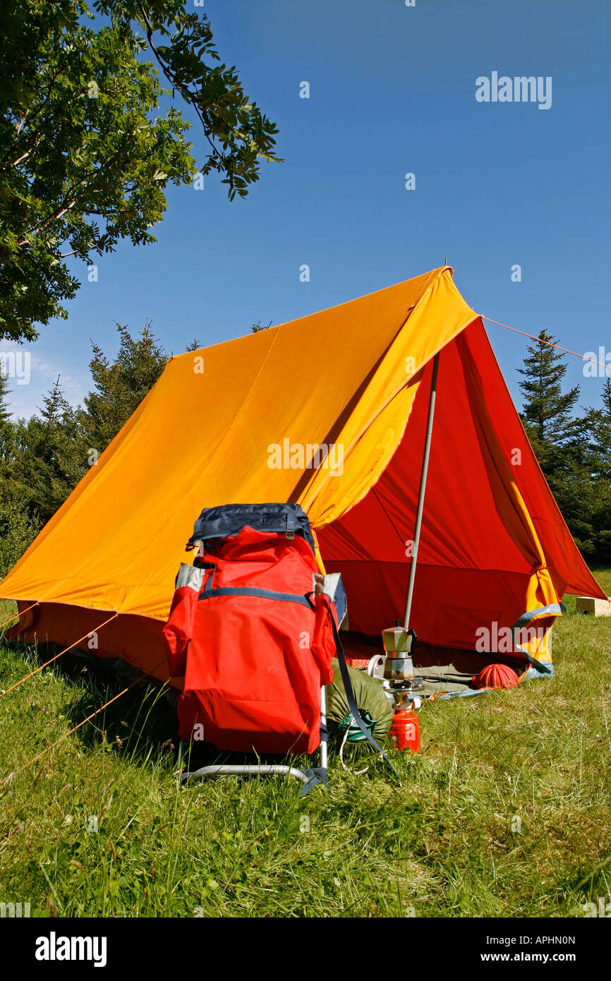 Beautiful and natural camping site on a bright summer day Stock Photo ...