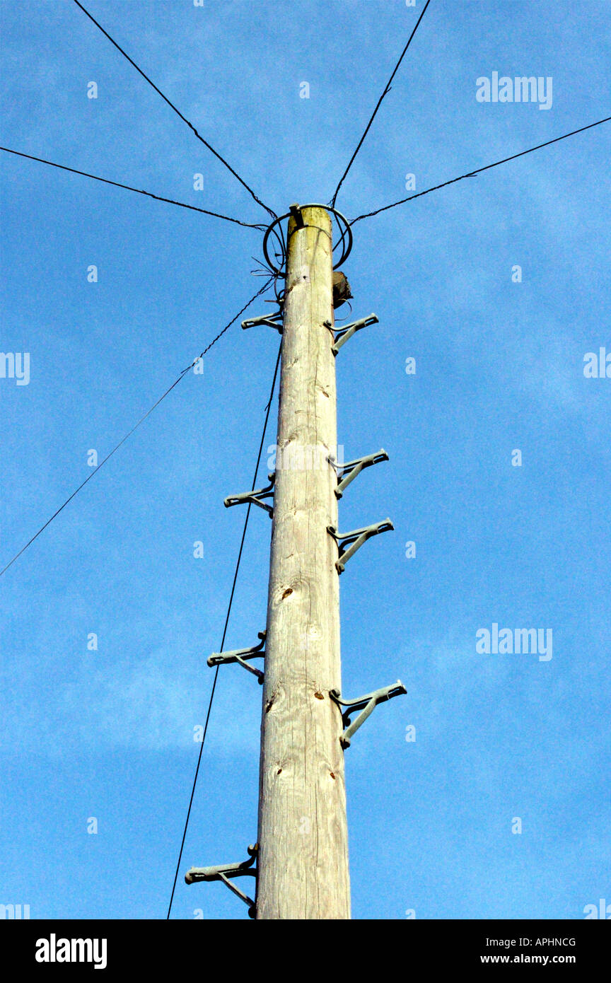 Telegraph Post with Wires Stock Photo - Alamy