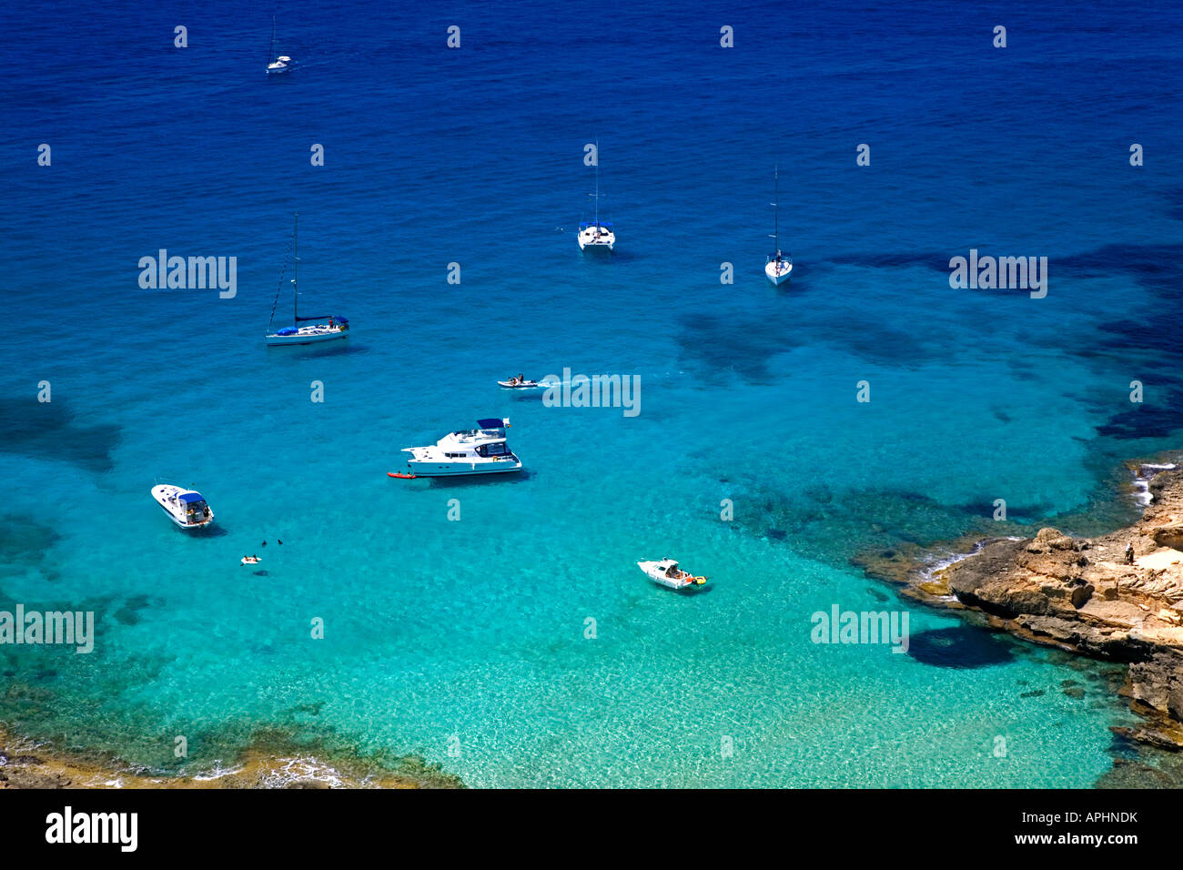 Boats and yatchs. Cala Vella. South of Mallorca Island. Spain Stock ...