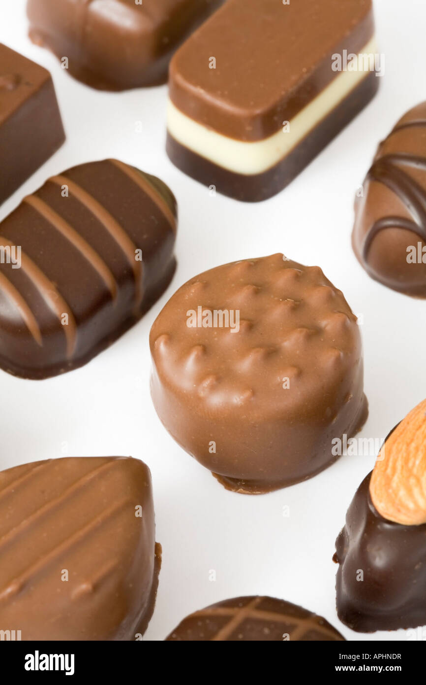 Individual chocolates isolated on a white background Stock Photo - Alamy