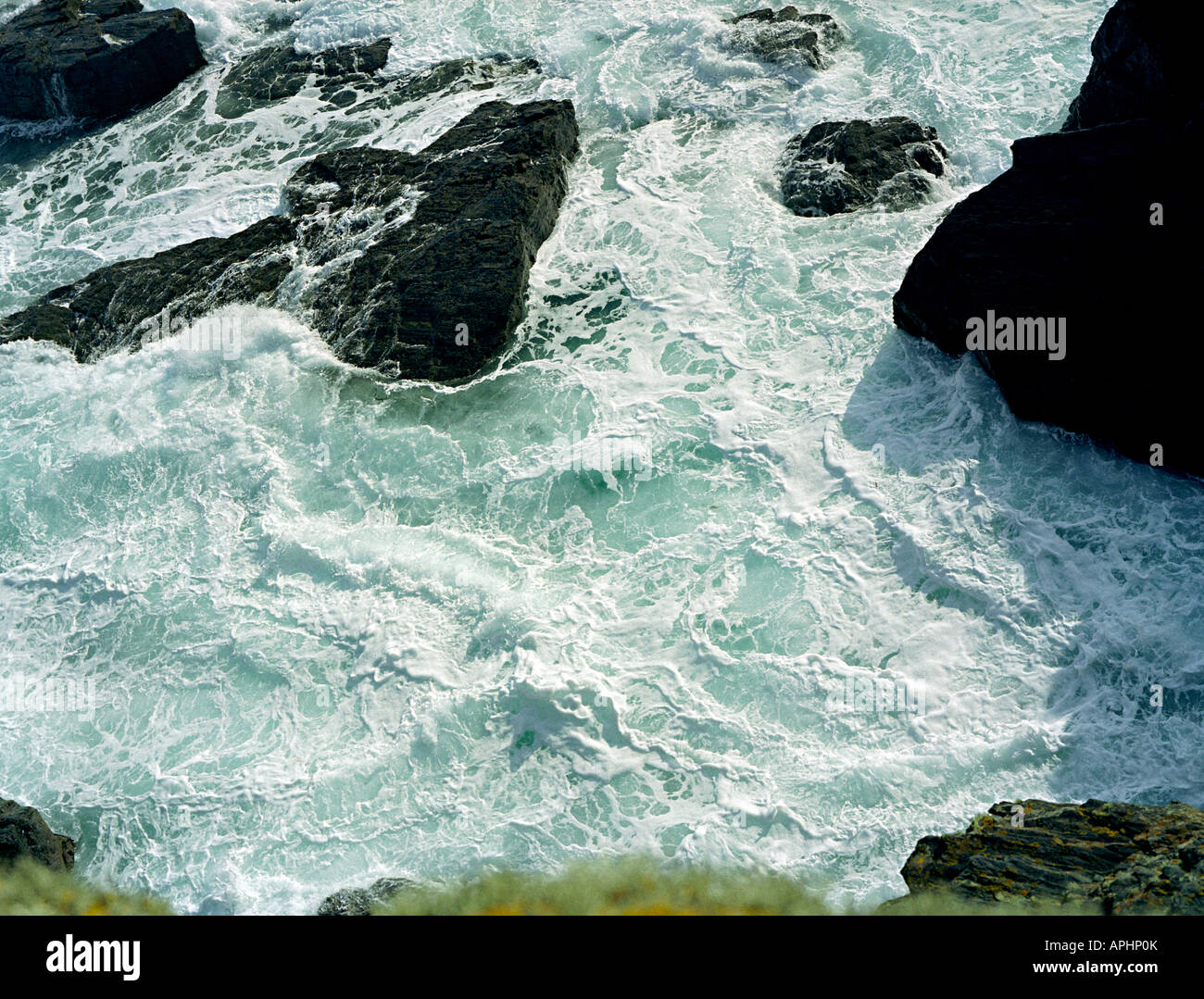 a view of the sea rocks and coast line in cornwall at sunset Stock ...