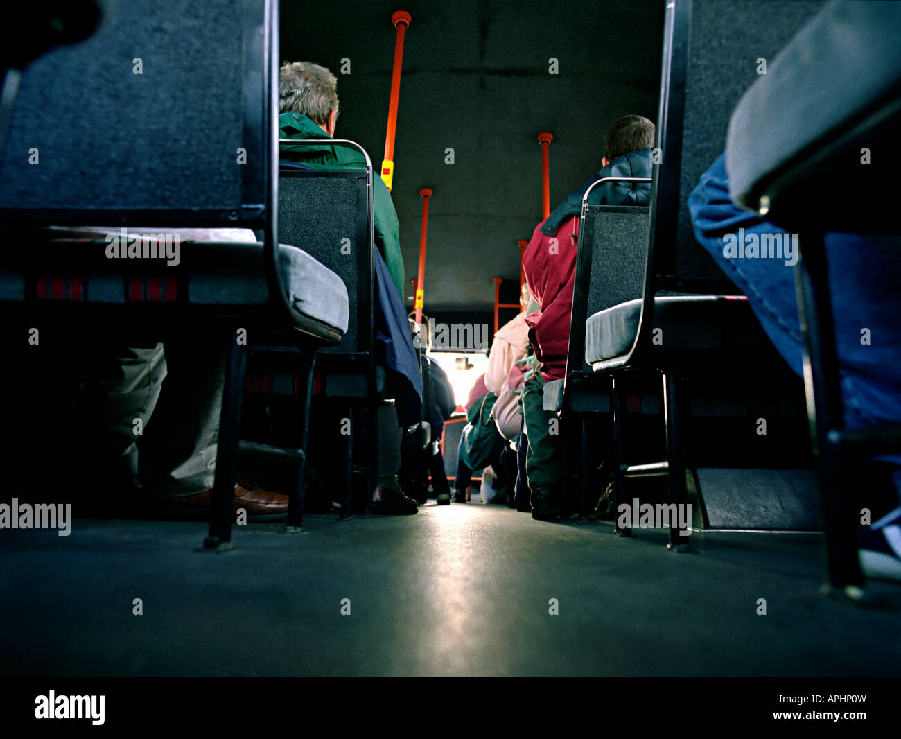 people travelling on a bus with a low viewpoint in cornwall Stock Photo ...