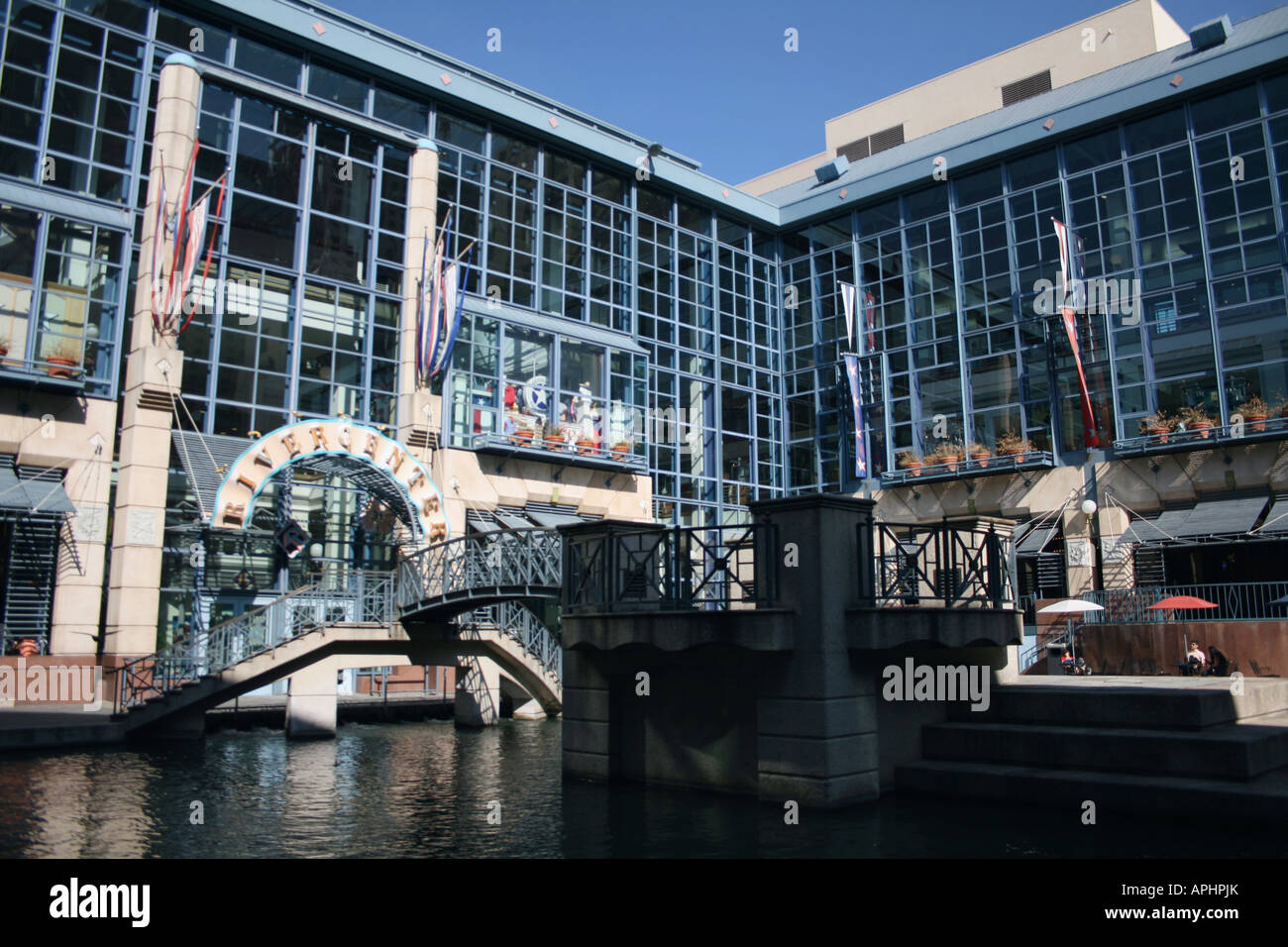 Exterior view of Rivercenter Mall and San Antonio River Texas November ...