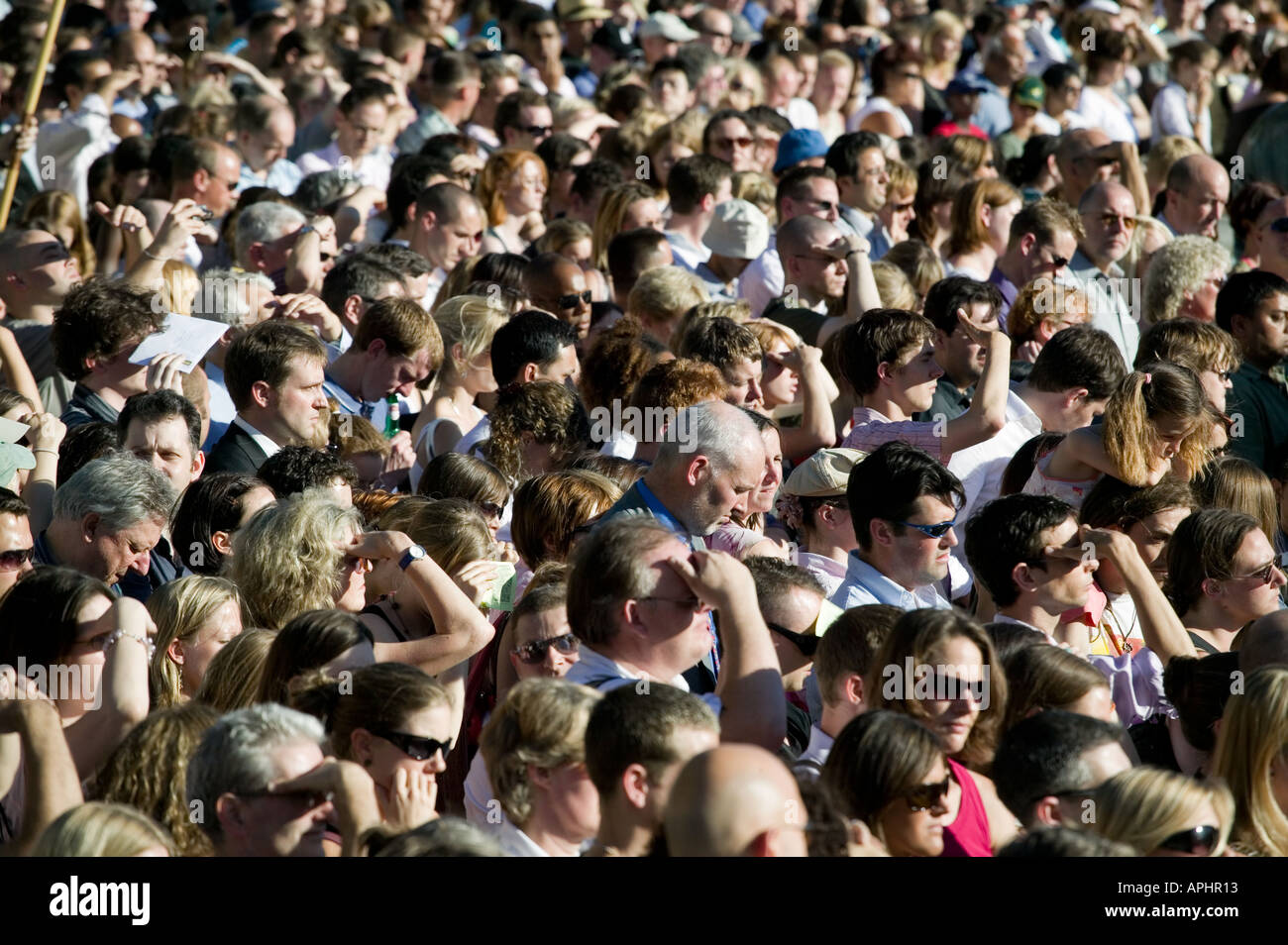 Crowd attending a peace demonstration in Trafalgar Square Stock Photo ...
