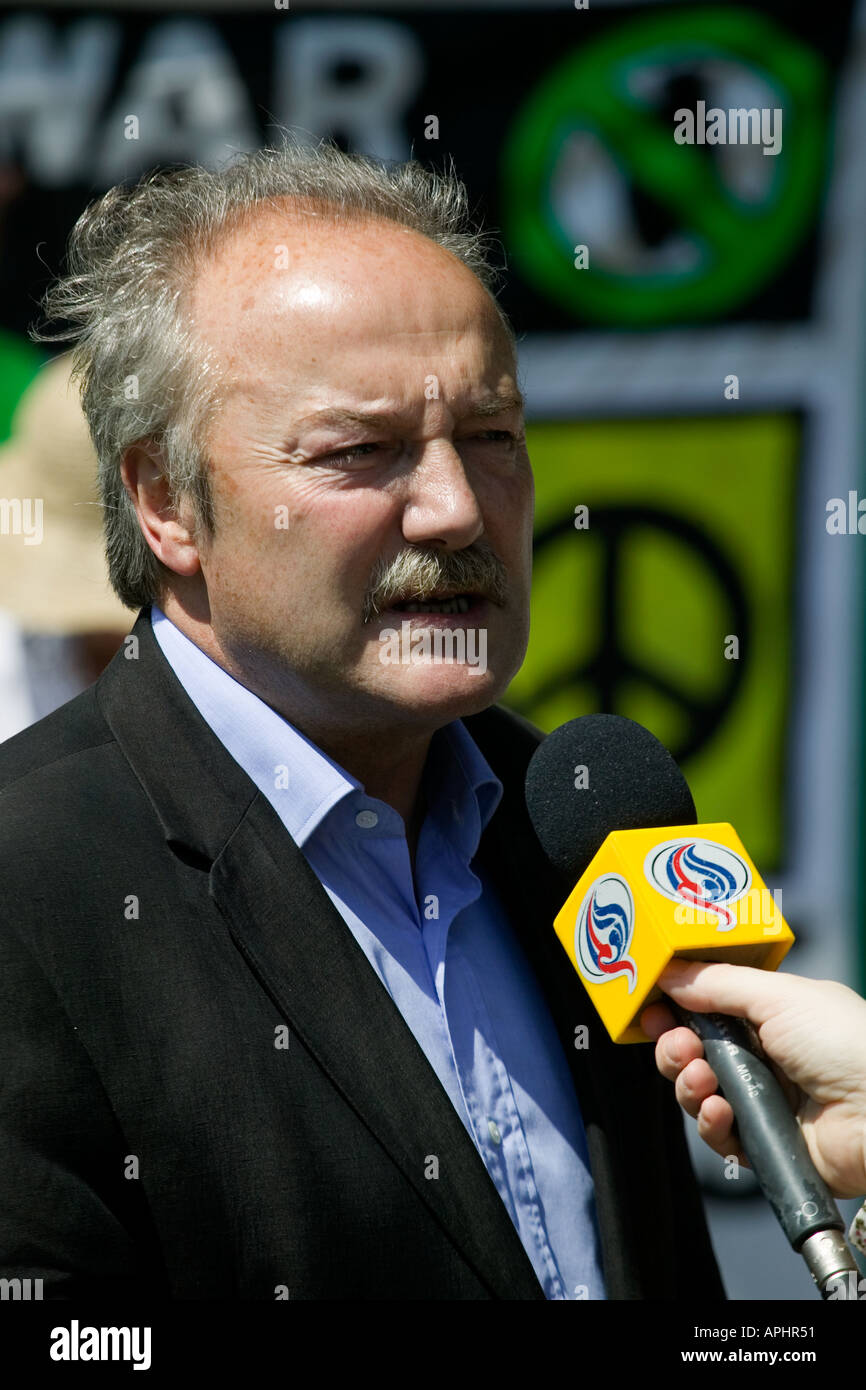 George Galloway MP Respect Party being interviewed at a rally ...