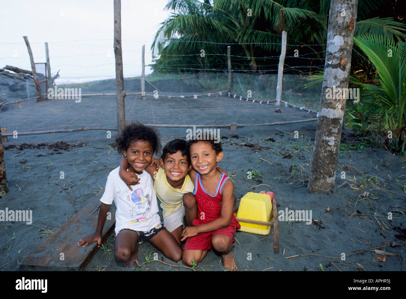 Costa Rican kids playing at Sea turtle conservation area ( protected ...