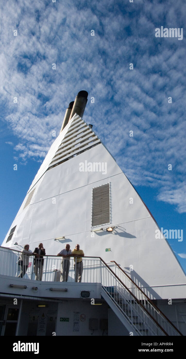 funnel and deck of modern cross channel ferry Stock Photo - Alamy