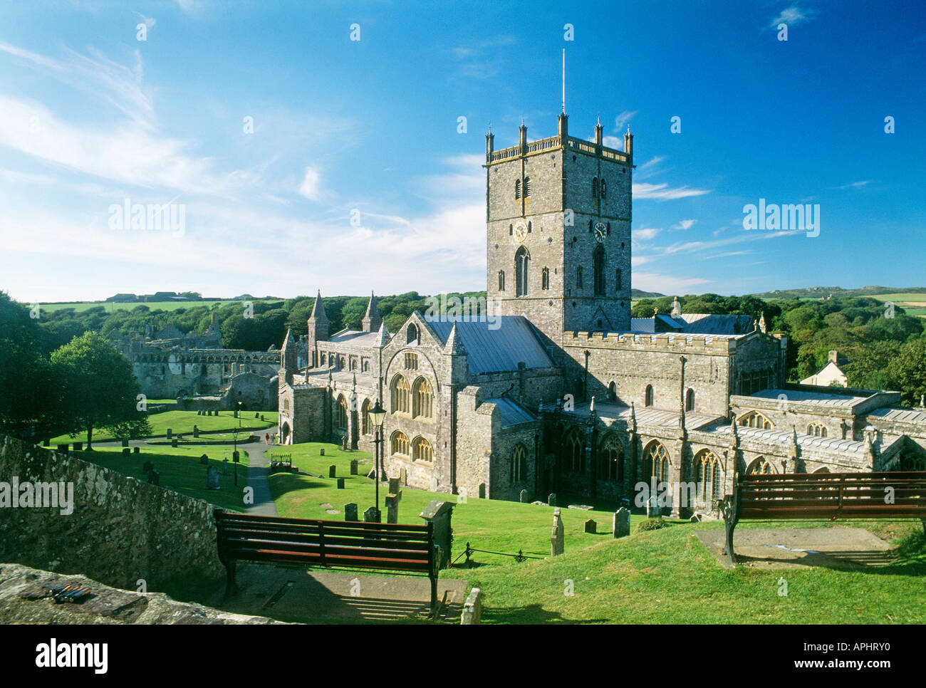 Exterior of St Davids Cathedral Pembrokeshire Stock Photo - Alamy