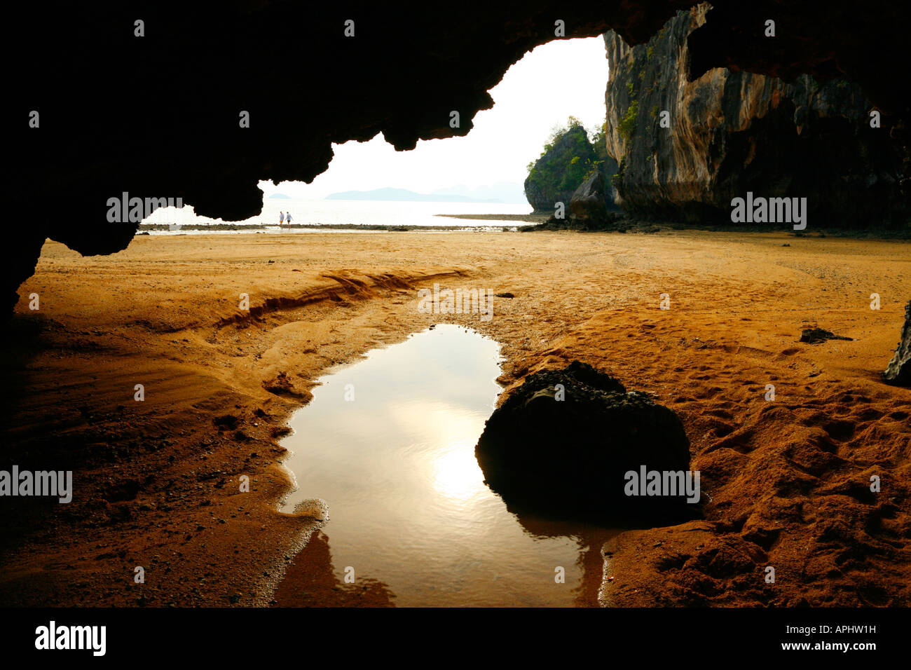 Inside a collapsed cave (hong) looking out, Ko (Koh) Roi, Andaman Sea ...