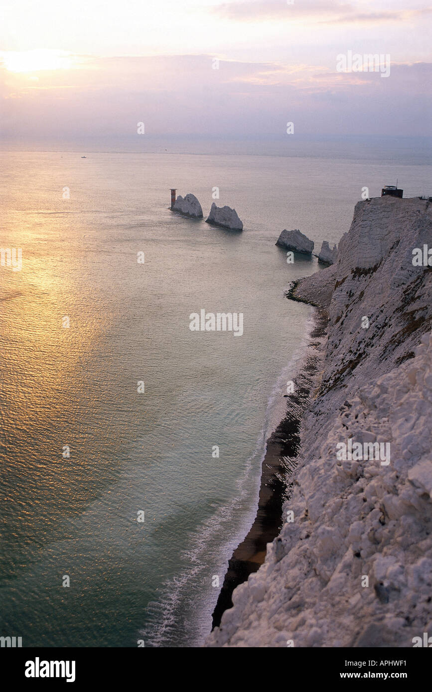 The Needles at sunset on the Isle of Wight England Stock Photo - Alamy